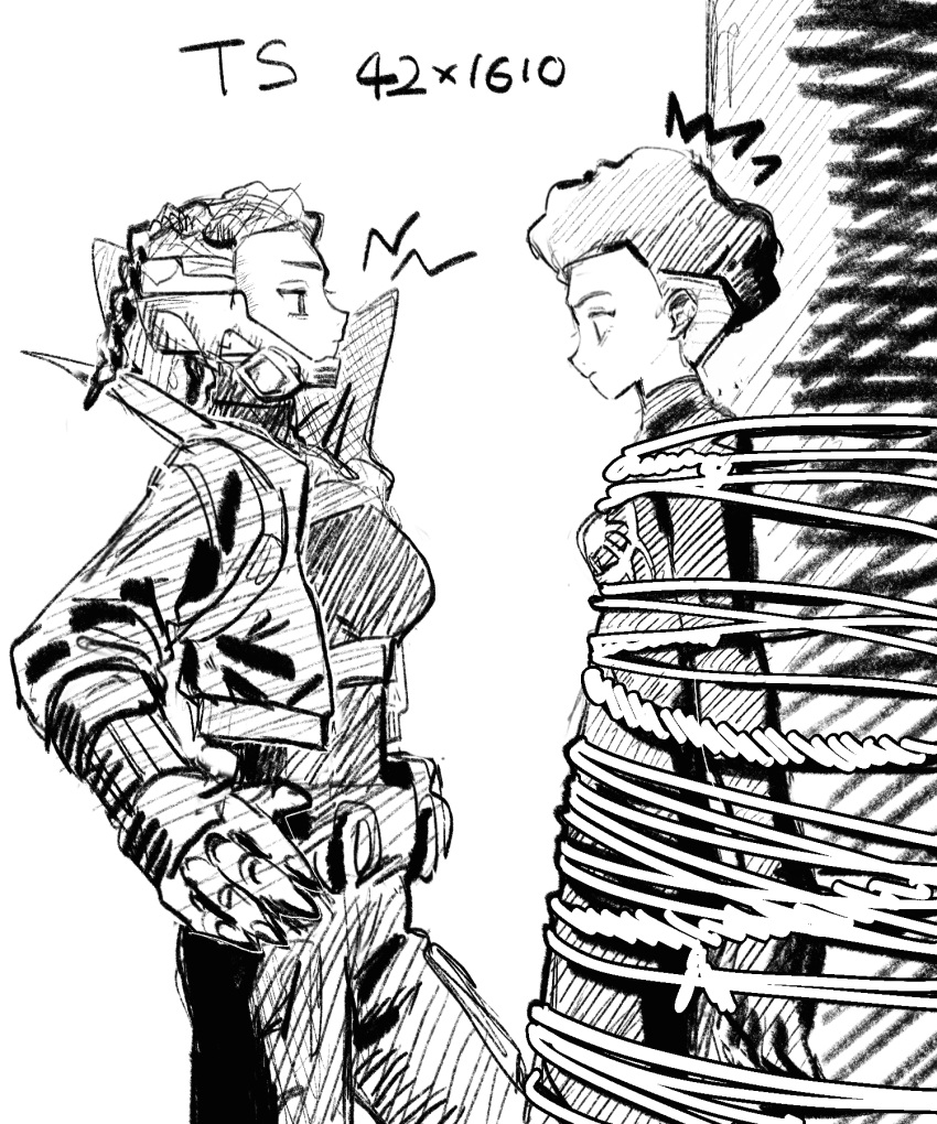 Safebooru - 2girls bodysuit bound braid claws commentary request ...