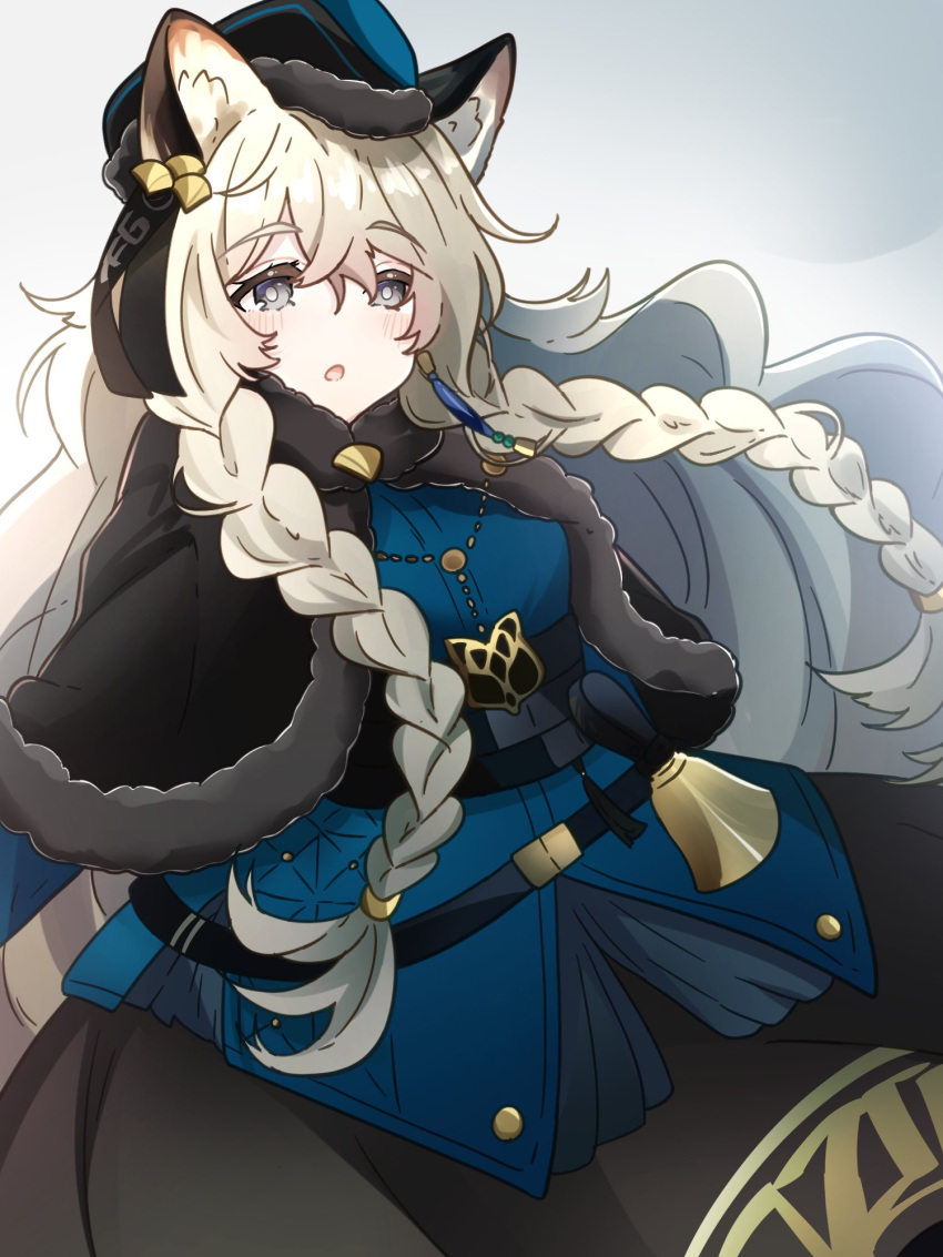 Safebooru - 1girl :o animal ears arknights aza nonoka black capelet black eyes black hat blonde ...