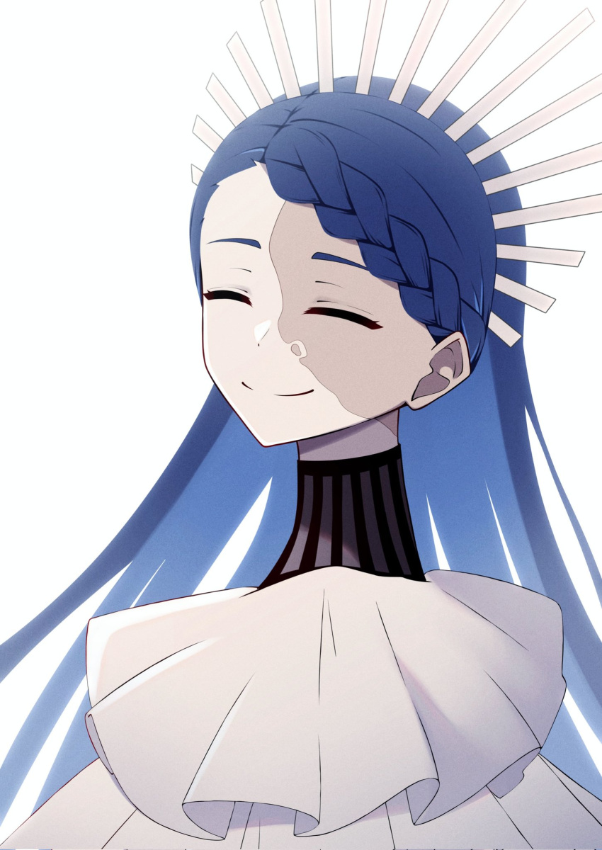 Safebooru - 1girl ado (utaite) blue hair braid braided bangs closed eyes closed mouth crown gira ...