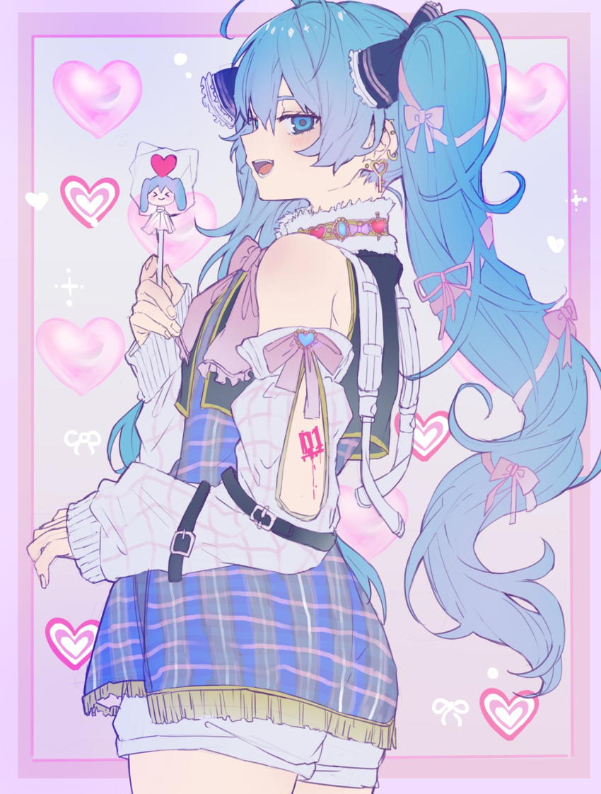 Safebooru - 1girl :d bare shoulders black bow black vest blue eyes blue ...