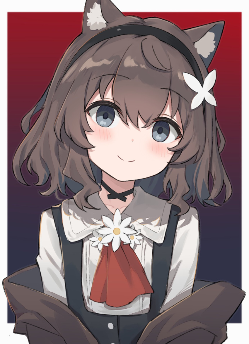 Safebooru - 1girl animal ears black background black hairband black ...