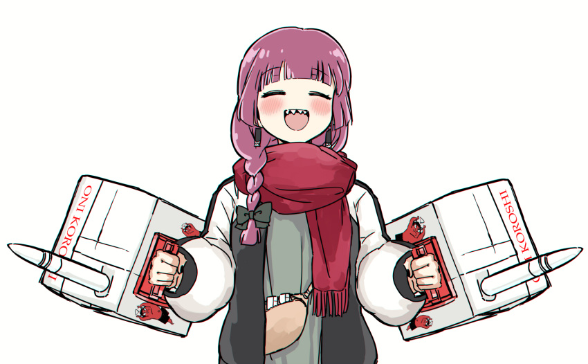 Safebooru - 1girl :d ^ ^ black jacket black nails blunt bangs blush ...