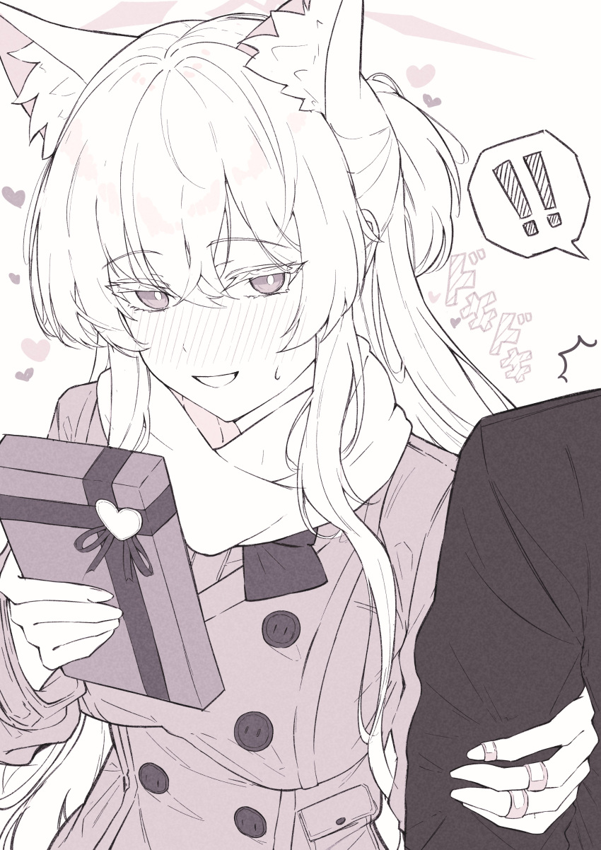 Safebooru - ! !! 1boy 1girl absurdres akira (blue archive) alternate costume animal ear fluff ...