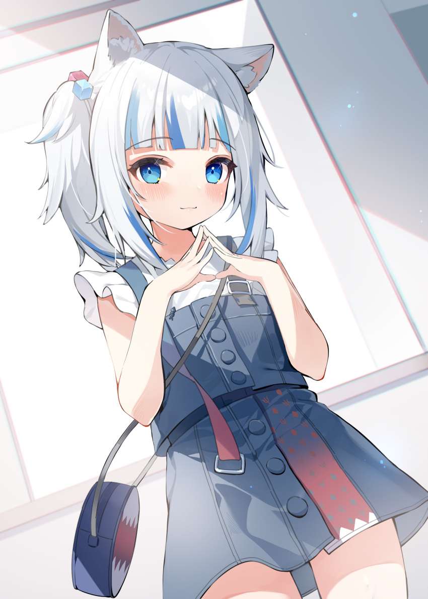 Safebooru - 1girl absurdres animal ears bangs blue eyes blue hair blush cat ears gawr gura hair ...