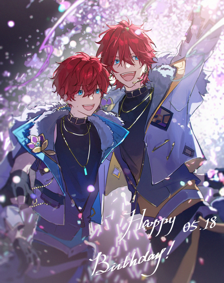 Safebooru - 2boys absurdres amagi hiiro amagi rinne aqua eyes arm up ...