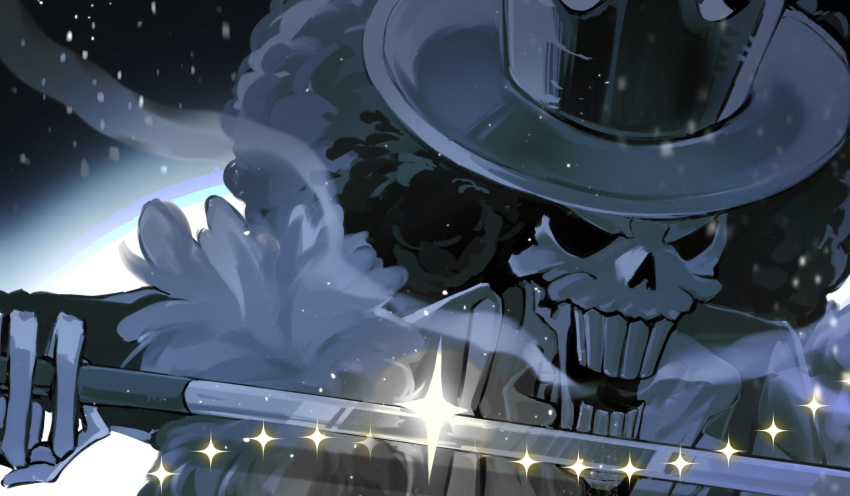 Safebooru - 1boy afro brook (one piece) close-up collared shirt ...