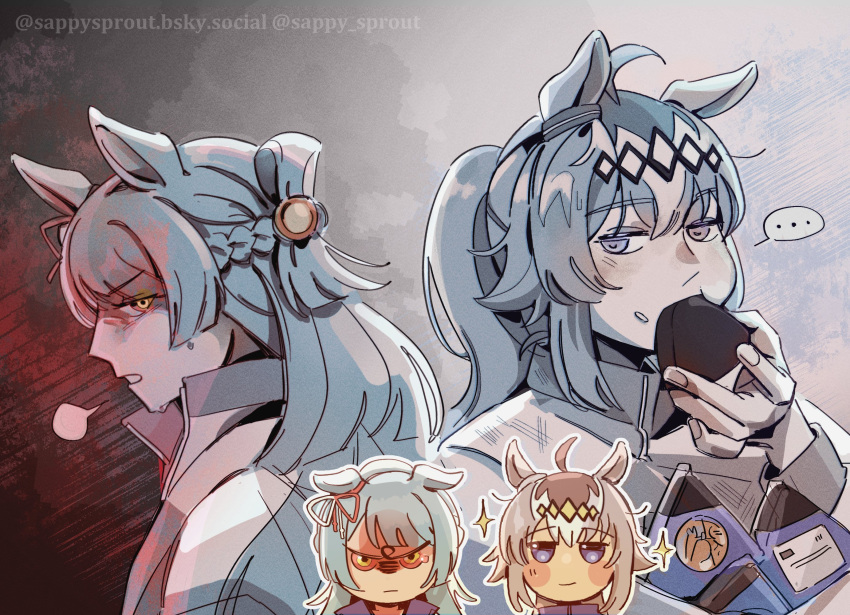 Safebooru - 2girls ahoge angry animal ears aqua hair blank speech ...