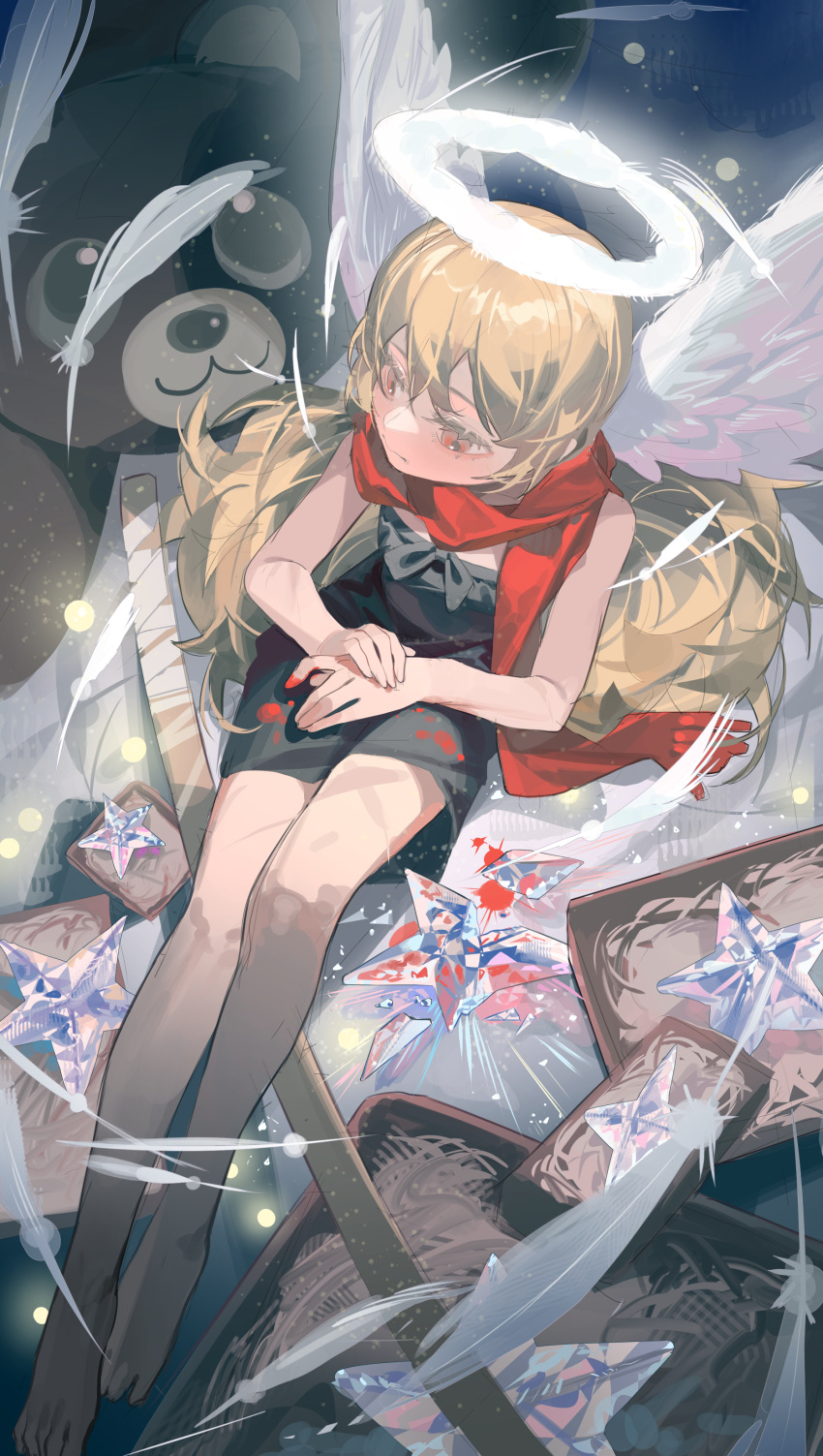 Safebooru - 1girl absurdres aisaka taiga bare arms barefoot black dress closed mouth dress hair ...