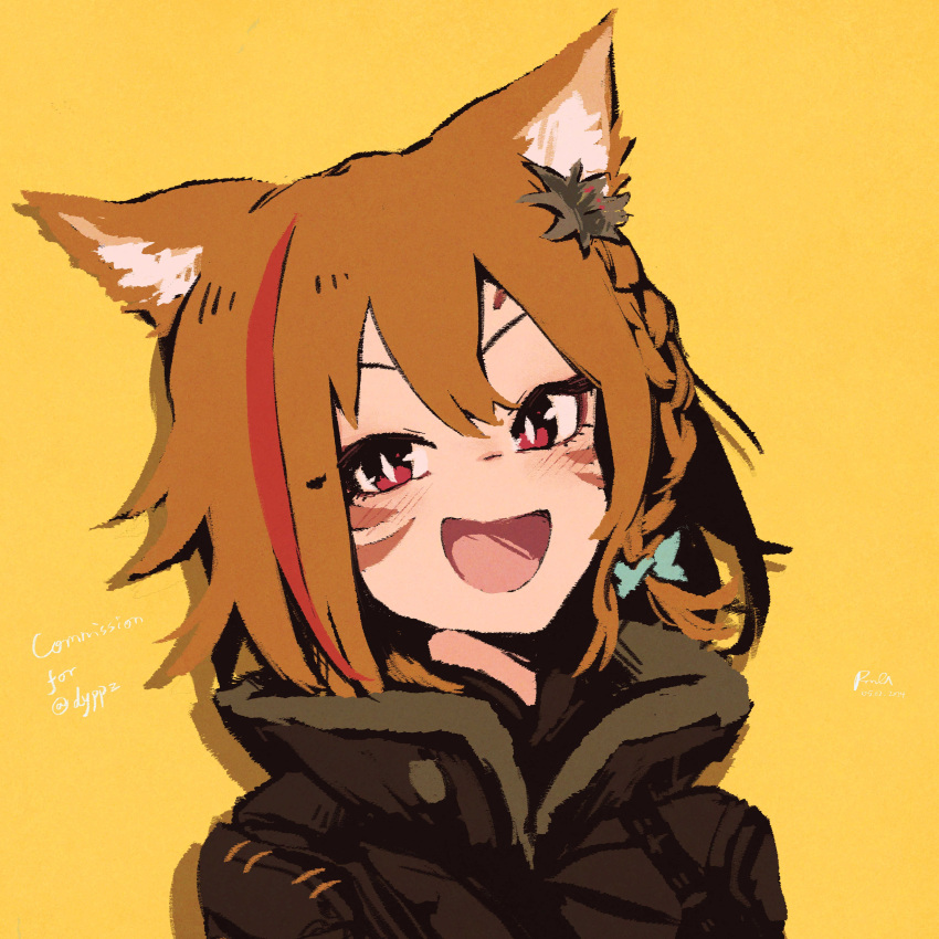 Safebooru - 1girl :d absurdres animal ear fluff animal ears black jacket cat ears cat girl ...