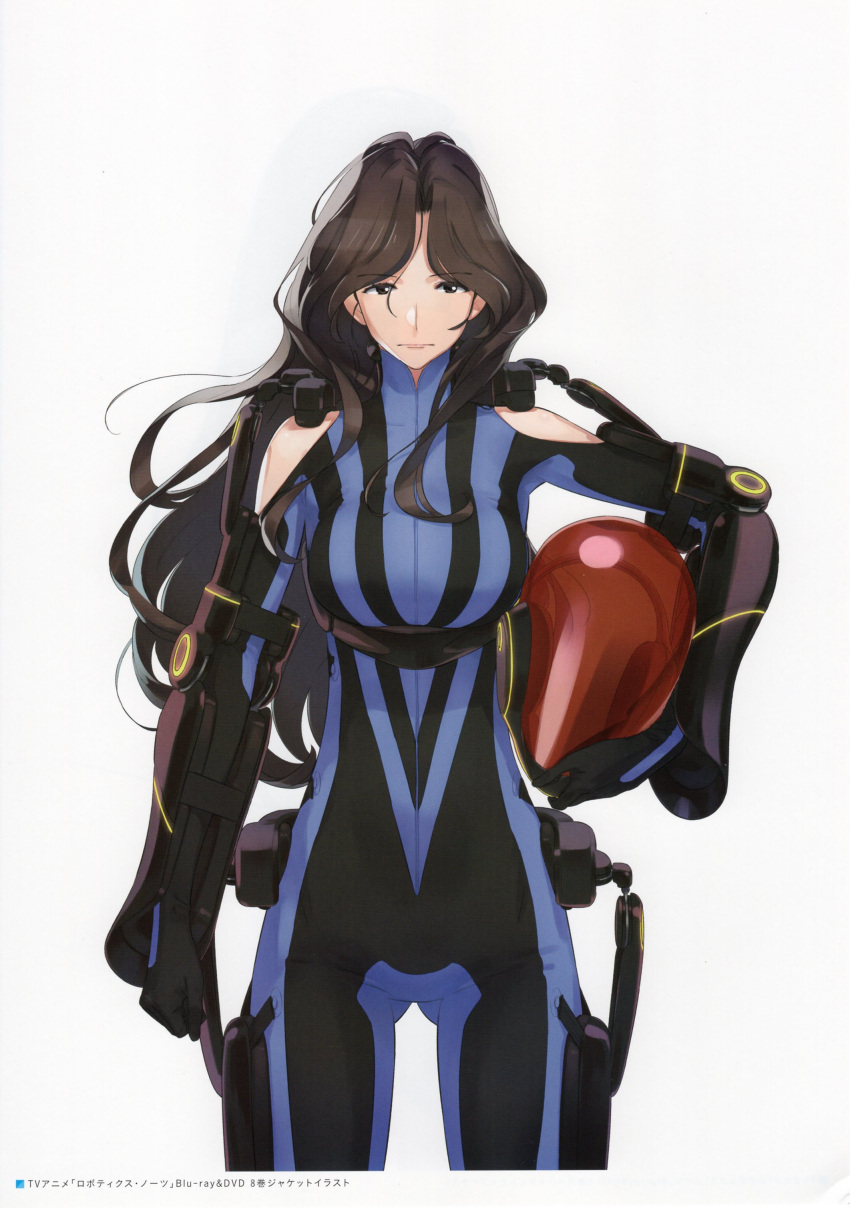 Safebooru - 1girl absurdres bare shoulders blue bodysuit bodysuit breasts brown eyes brown hair ...