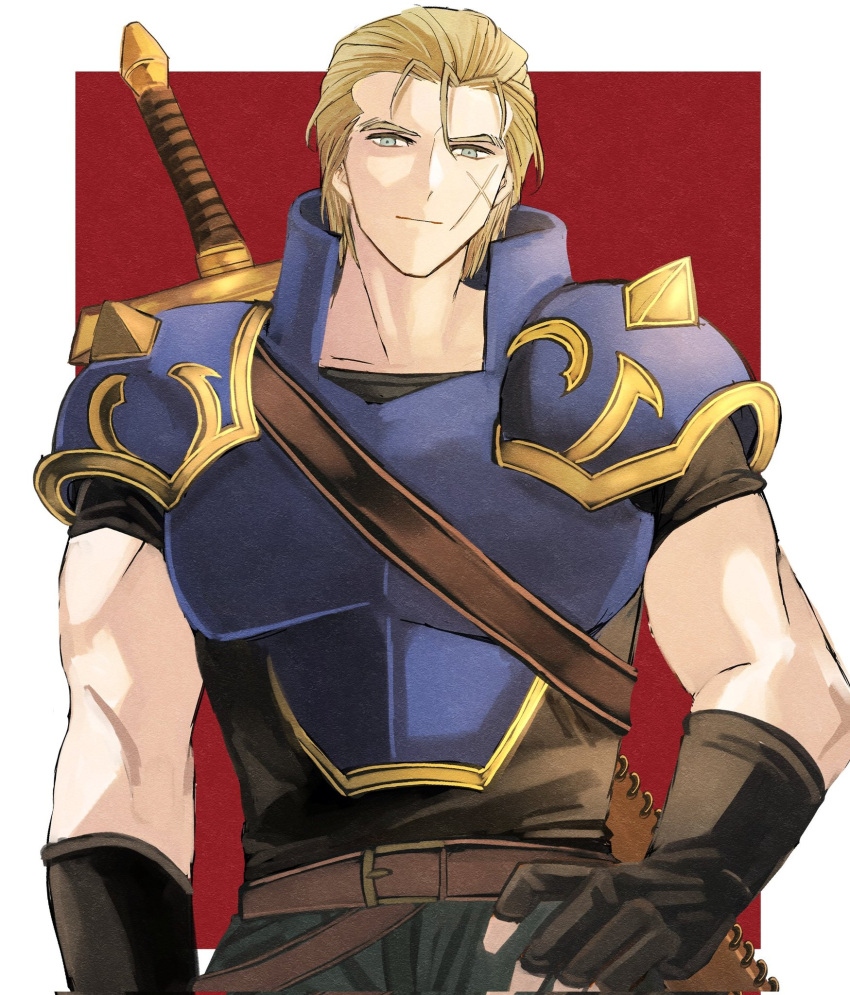 Safebooru - 1boy armor blonde hair blue armor commentary request cross ...