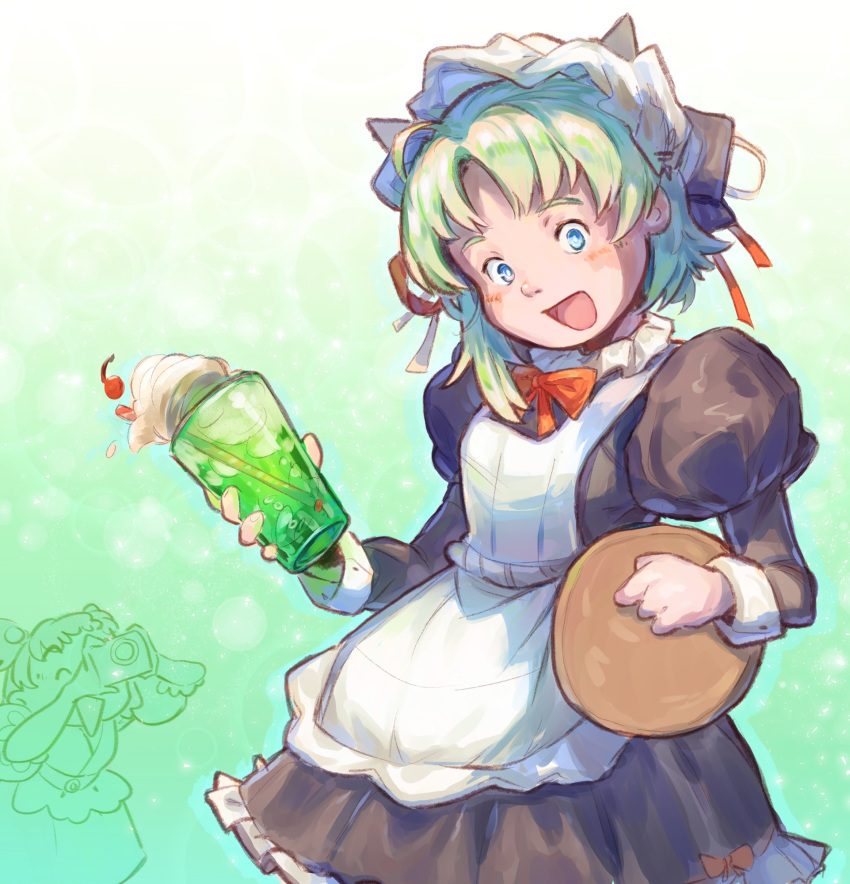Safebooru - :d apron blue eyes dress frilled dress frilled hat frills ...