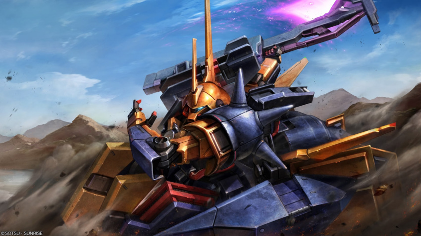 Safebooru - absurdres advance of zeta beam axe clouds copyright logo ...