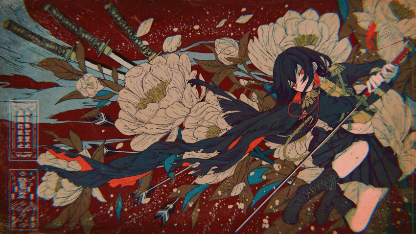 Safebooru - 1girl absurdres arrow (projectile) bags under eyes black boots black cape black hair ...