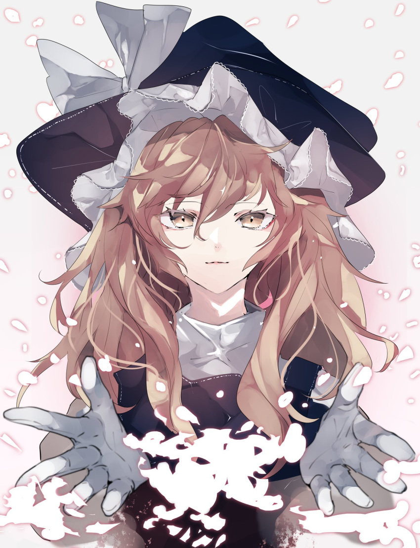 Safebooru - 1girl bangs black dress black headwear blonde hair bow closed mouth dress gloves ...