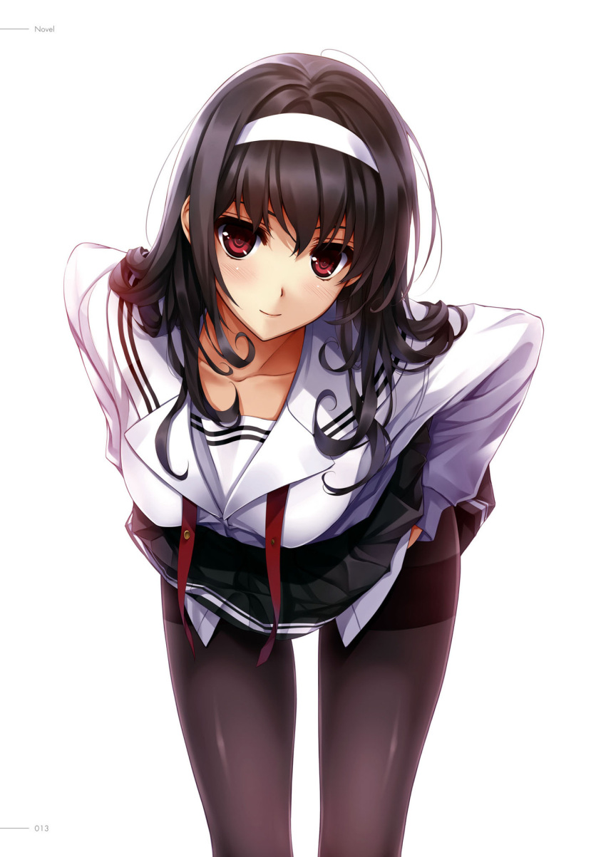 Safebooru - 1girl bangs black hair blush breasts closed mouth collarbone hair ornament hairband ...