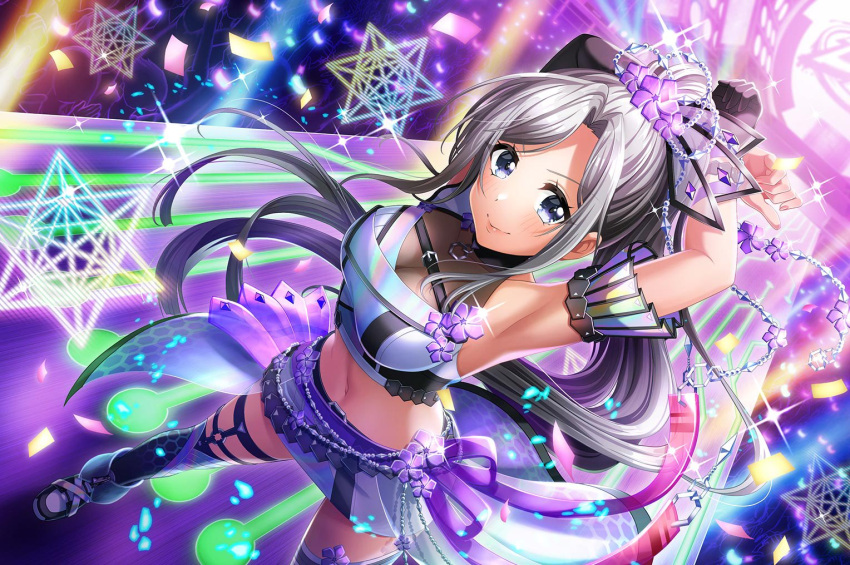 Safebooru - 1girl armpits blue eyes blush d4dj dress grey hair long hair nijima ibuki official ...