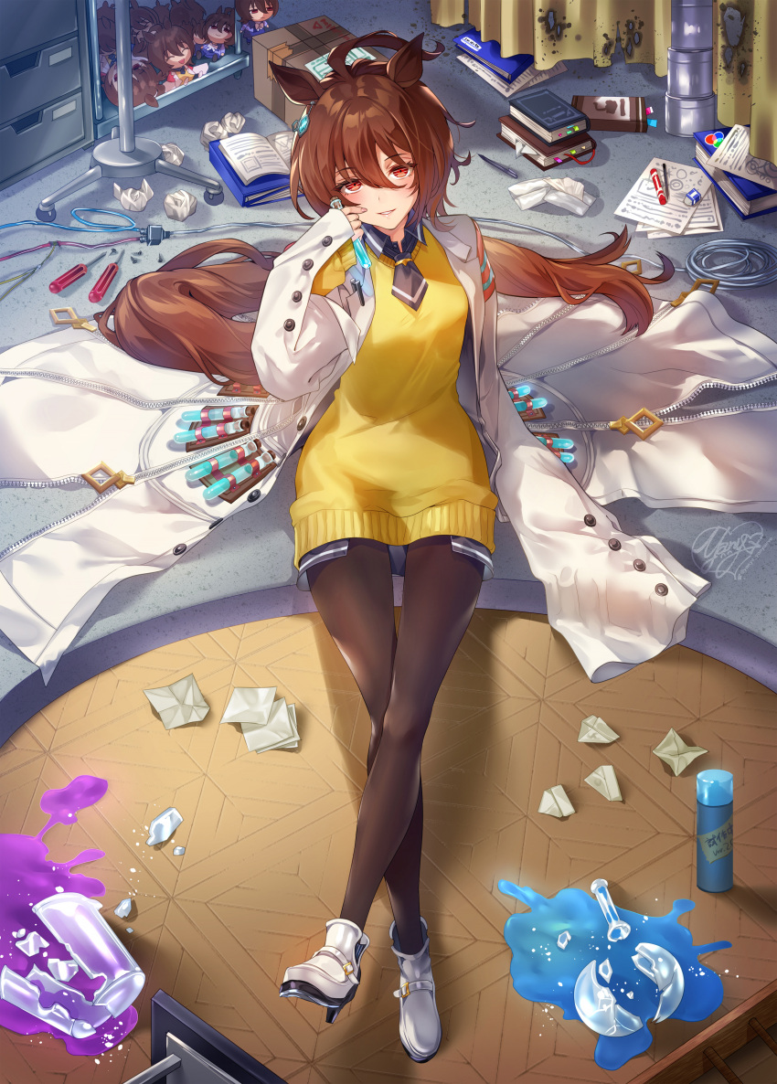 Safebooru - 1girl absurdres agnes tachyon (umamusume) animal ears ankle boots black legwear ...