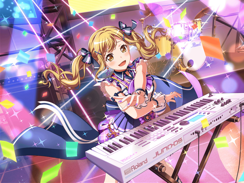 Safebooru - bang dream! blonde hair blush dress ichigaya arisa keyboard (instrument) long hair ...