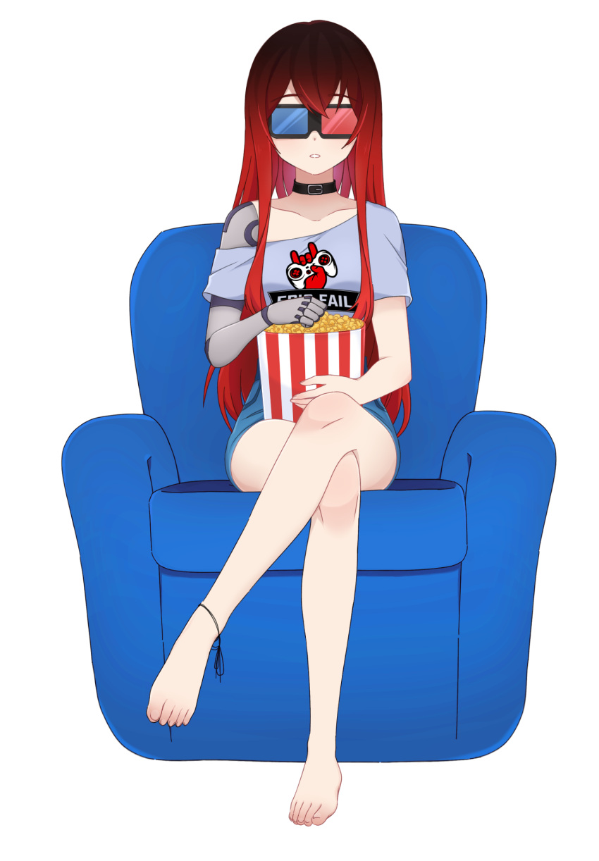 Safebooru 3d Glasses Anklet Bare Legs Bare Shoulders Barefoot Choker 2107