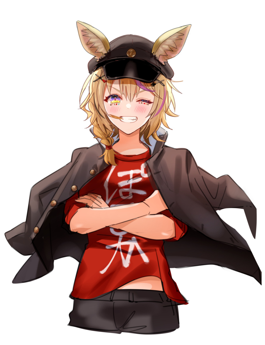 Safebooru - 1girl animal ears banchou bangs black headwear black jacket ...