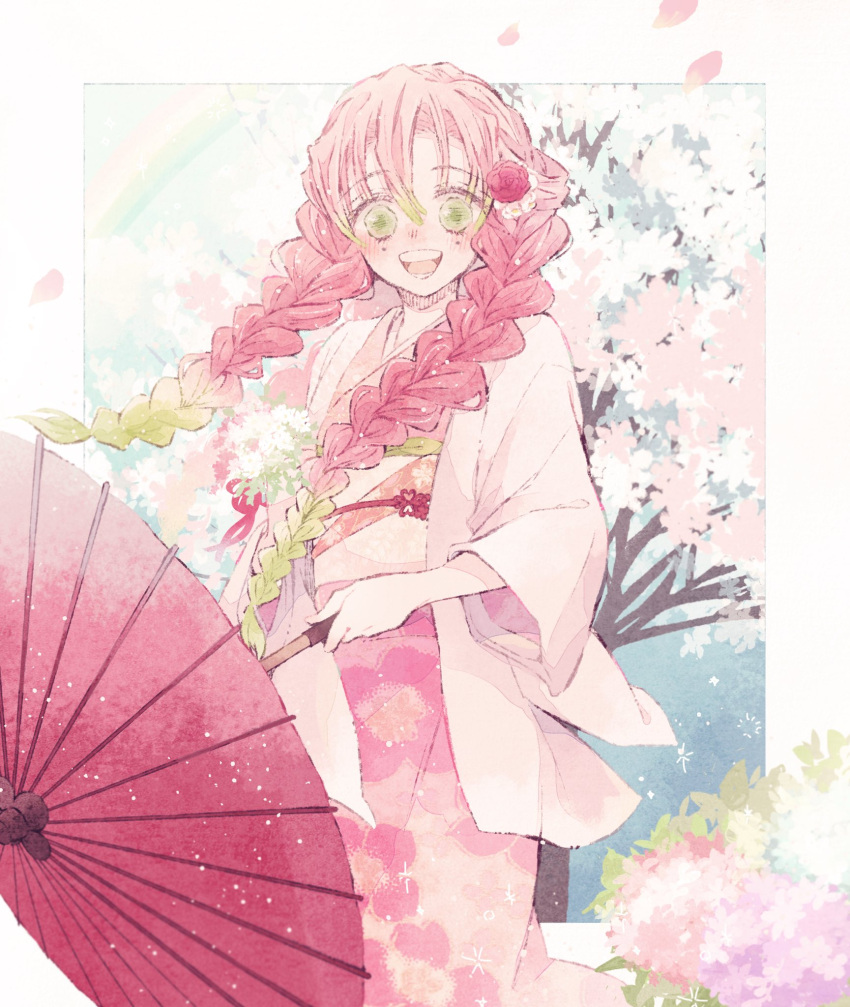 Safebooru - bangs blue sky blush cherry blossoms floral print flower ...