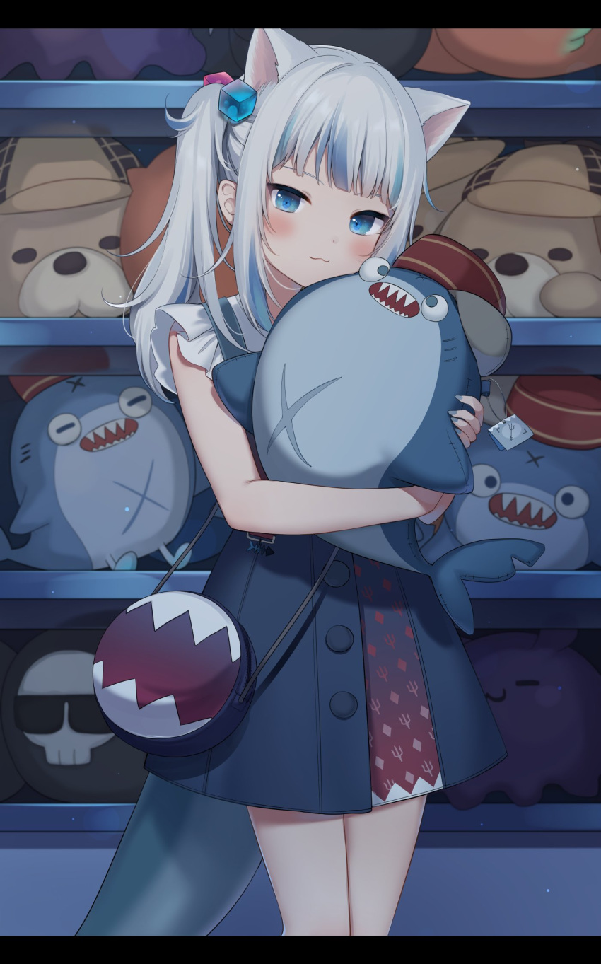 Safebooru - 1girl :3 amashiro natsuki animal ears bag bangs bloop (gawr gura) blue eyes blush ...