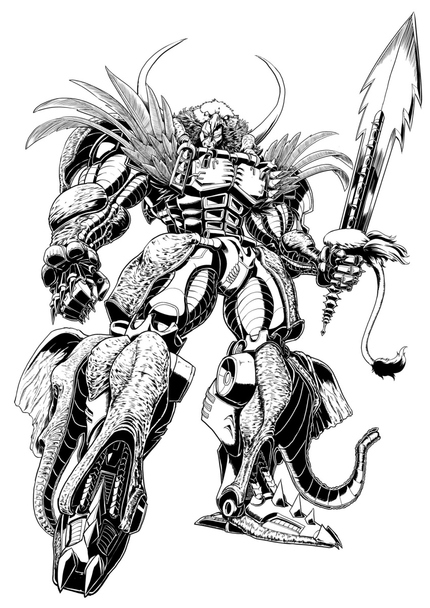 Safebooru - beast wars beast wars ii clenched hand greyscale head tilt ...