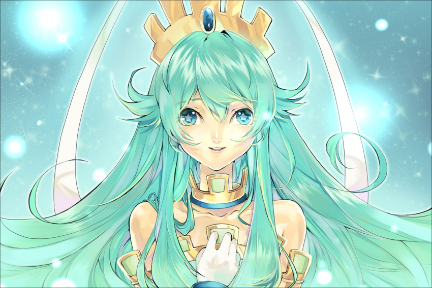 Safebooru - .hack// .hack//link aika (.hack) bare shoulders choker crown female gloves green ...