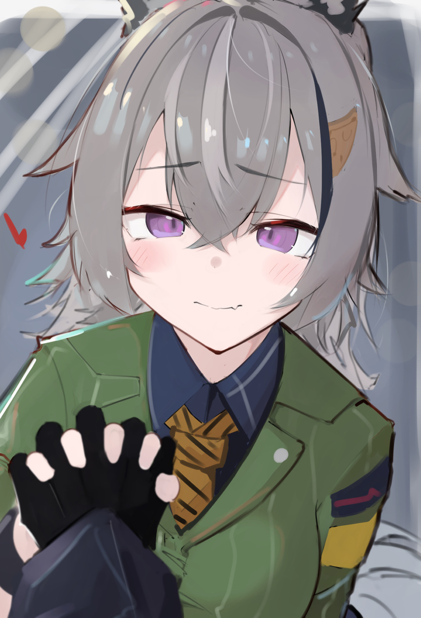 Safebooru - 1girl 1other animal ear fluff animal ears arknights asususususu black gloves blue ...