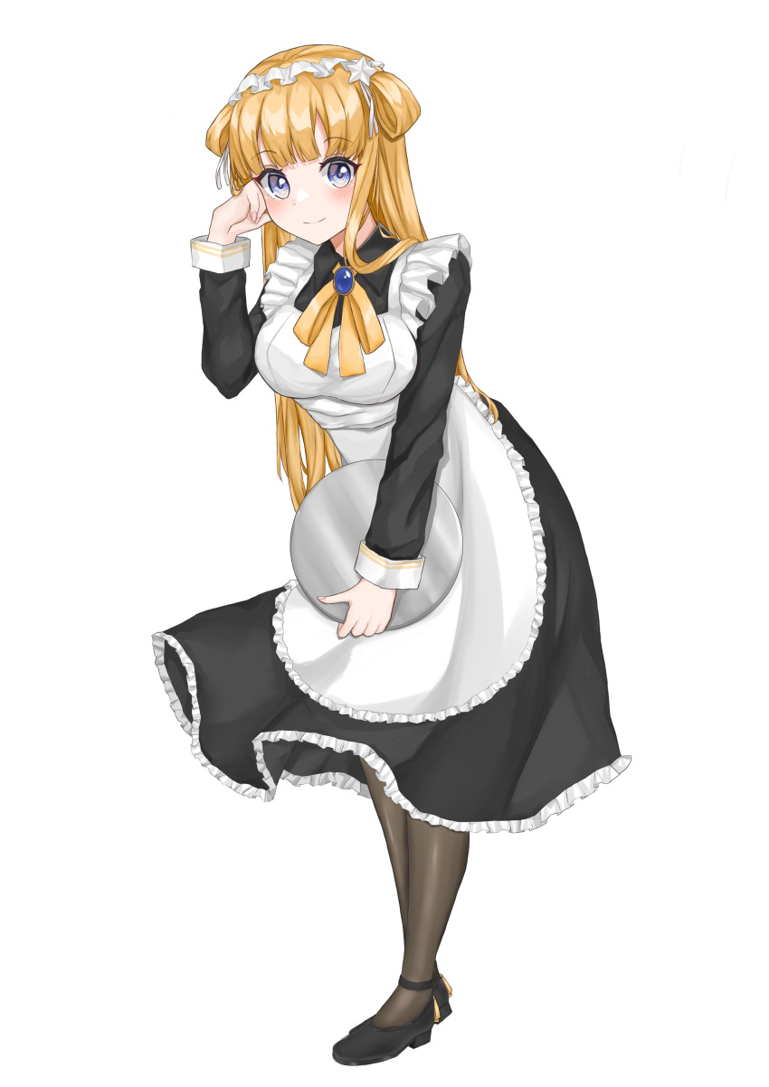 Safebooru - 1girl absurdres alternate costume apron bangs black dress black footwear black ...