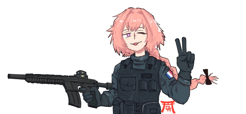 Safebooru - 1boy ar-15 assault rifle astolfo (fate) bangs black gloves ...