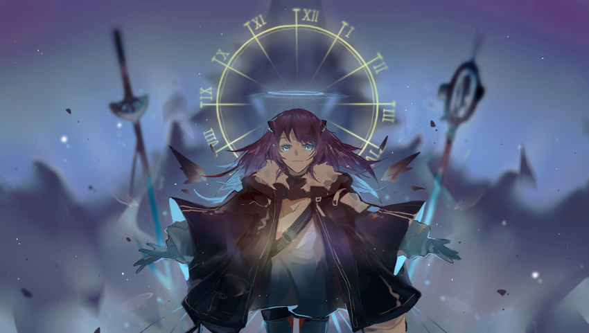 Safebooru - 1girl arknights black jacket demon horns detached wings ...