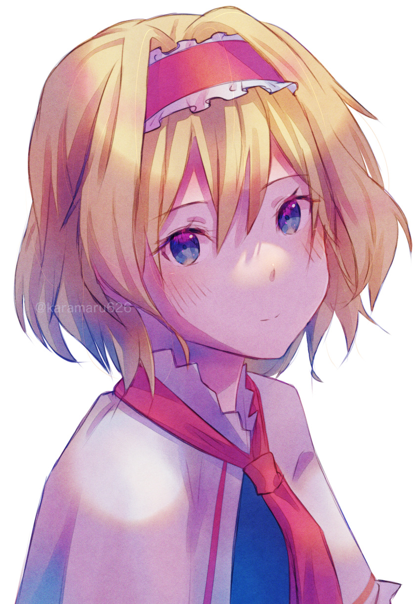 Safebooru - 1girl alice margatroid artist name bangs blonde hair blue dress blue eyes blush ...