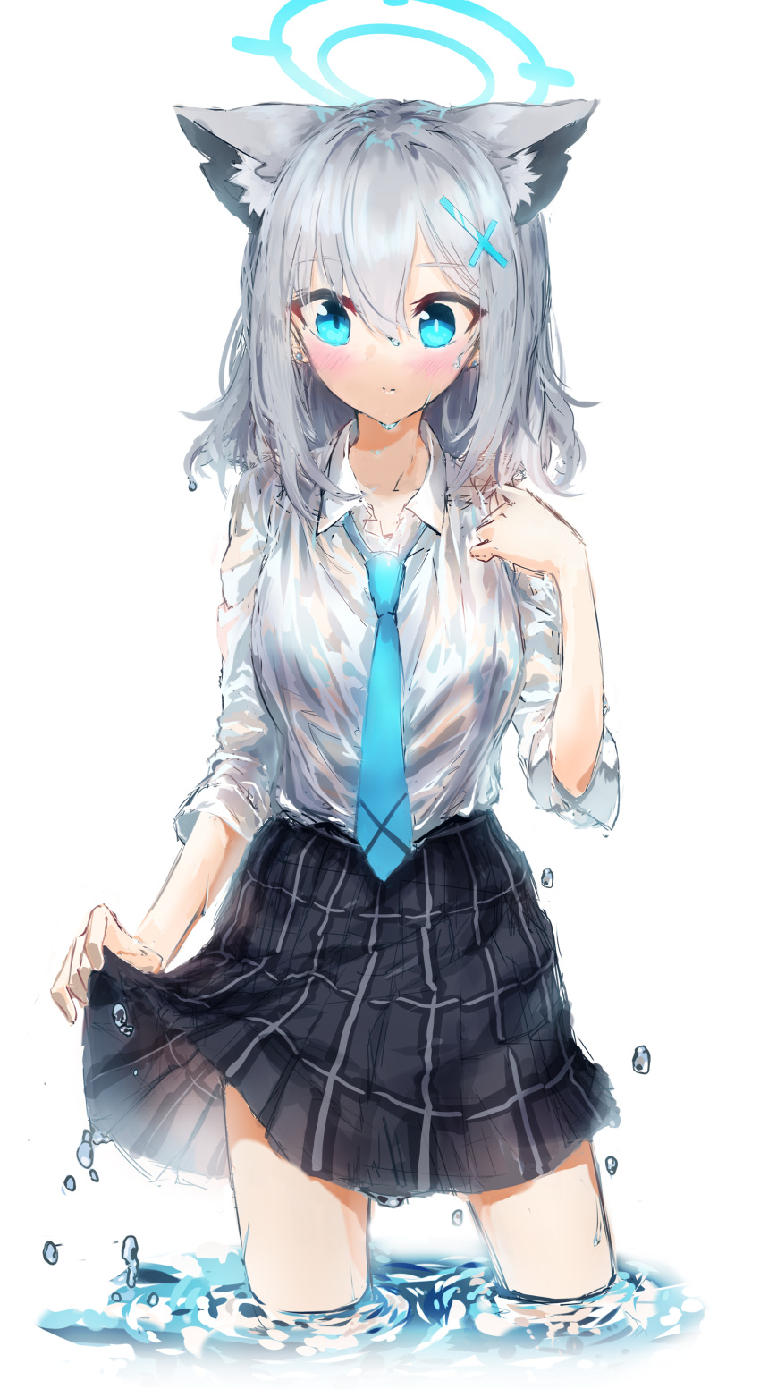 Safebooru - 1girl absurdres animal ears blue archive blue eyes blue neckwear blush bra through ...