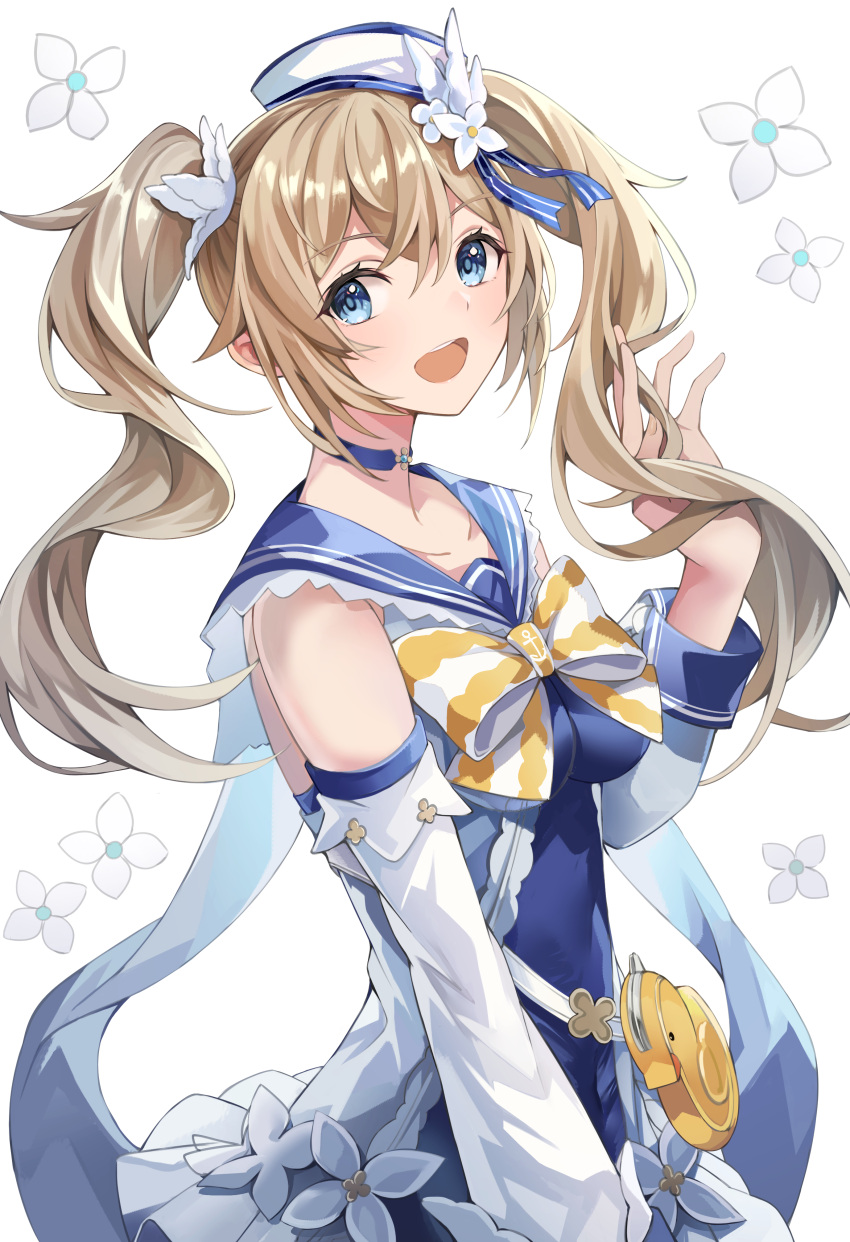 Safebooru - 1girl :d absurdres bangs barbara (genshin impact) bare shoulders blonde hair blue ...