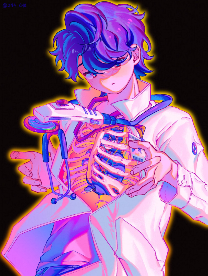 Safebooru - 2boys black background blue pants commentary request fetal ...
