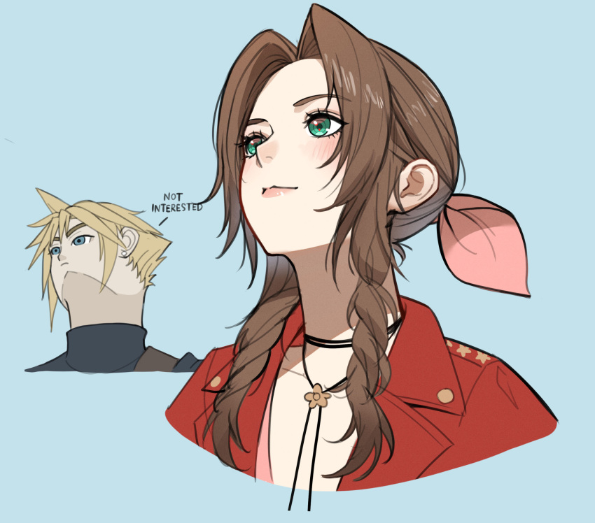 Safebooru - 1boy 1girl aerith gainsborough blonde hair blue background ...