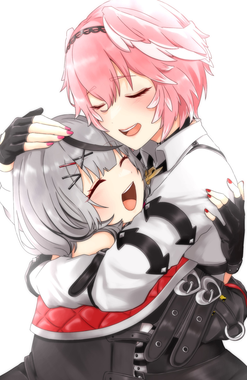 Safebooru - 2girls absurdres black gloves closed eyes commentary ...