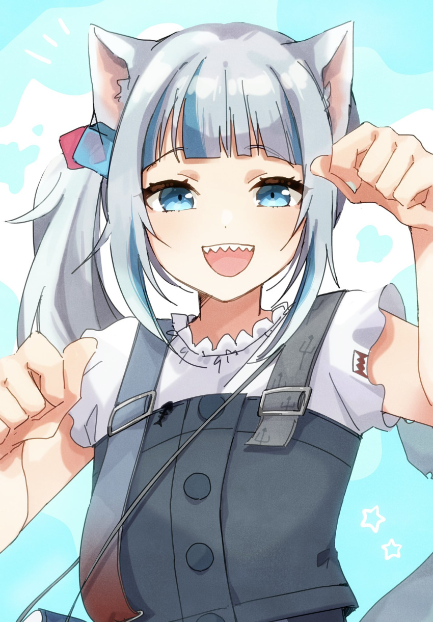 Safebooru - 1girl animal ears bangs blue eyes blue hair cat ears gawr gura hair ornament highres ...