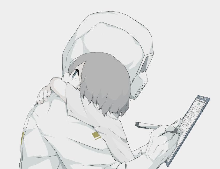 Safebooru - absurdres avogado6 blue eyes child clipboard colored skin ...