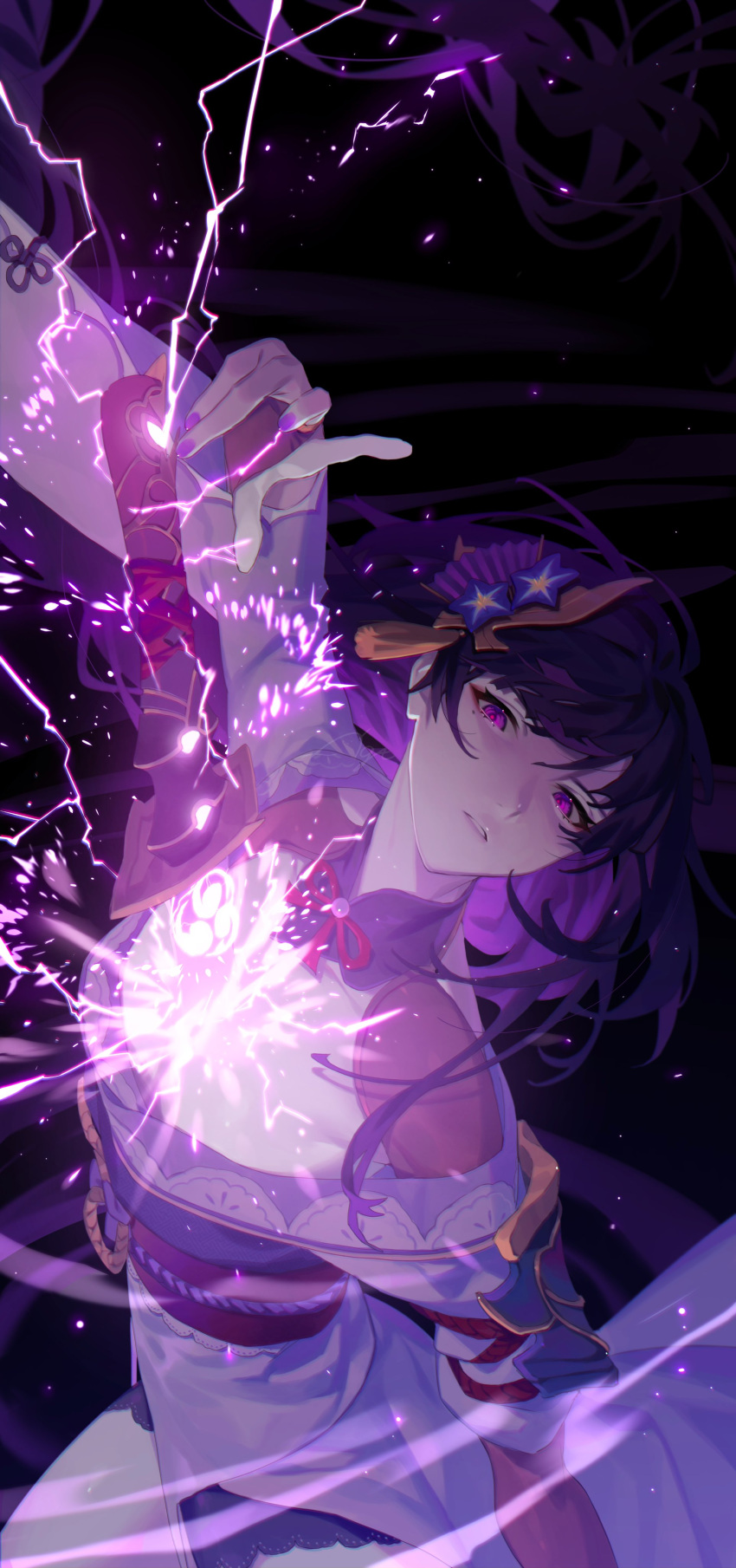 Safebooru - 1girl absurdres bangs electricity genshin impact hair ...