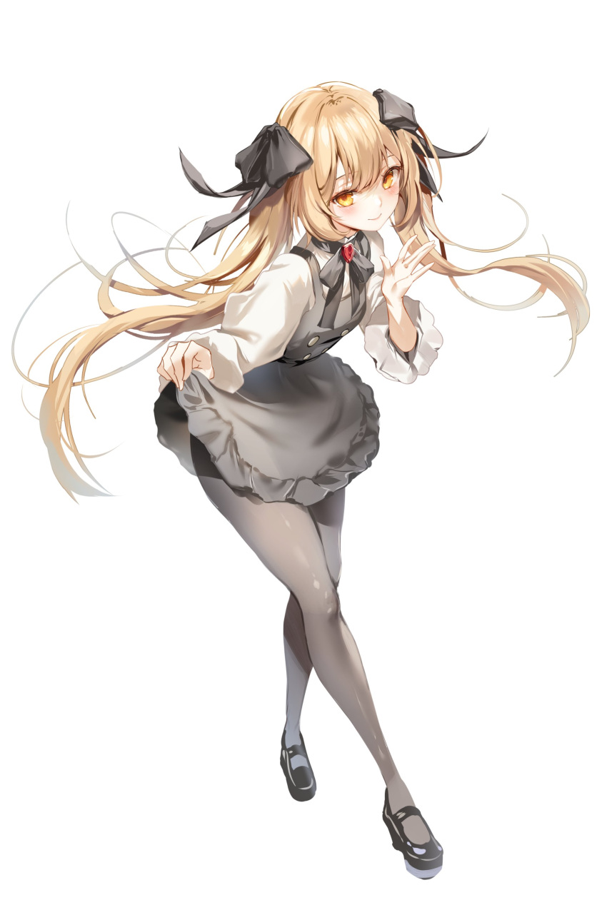 Safebooru - 1girl absurdres bangs black footwear black legwear black neckwear black ribbon ...