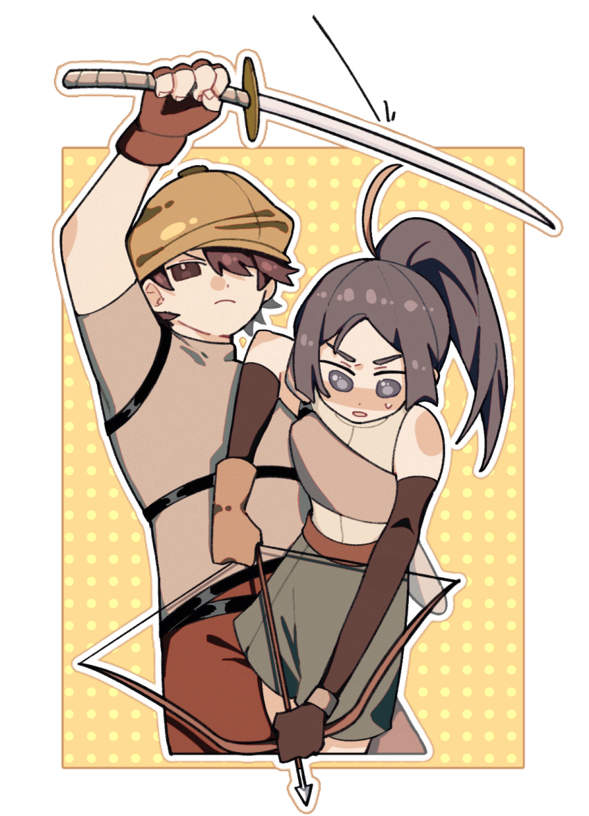 Safebooru - 1boy 1girl a'xian (the legend of luoxiaohei) arrow (projectile) bbbone923 bow ...