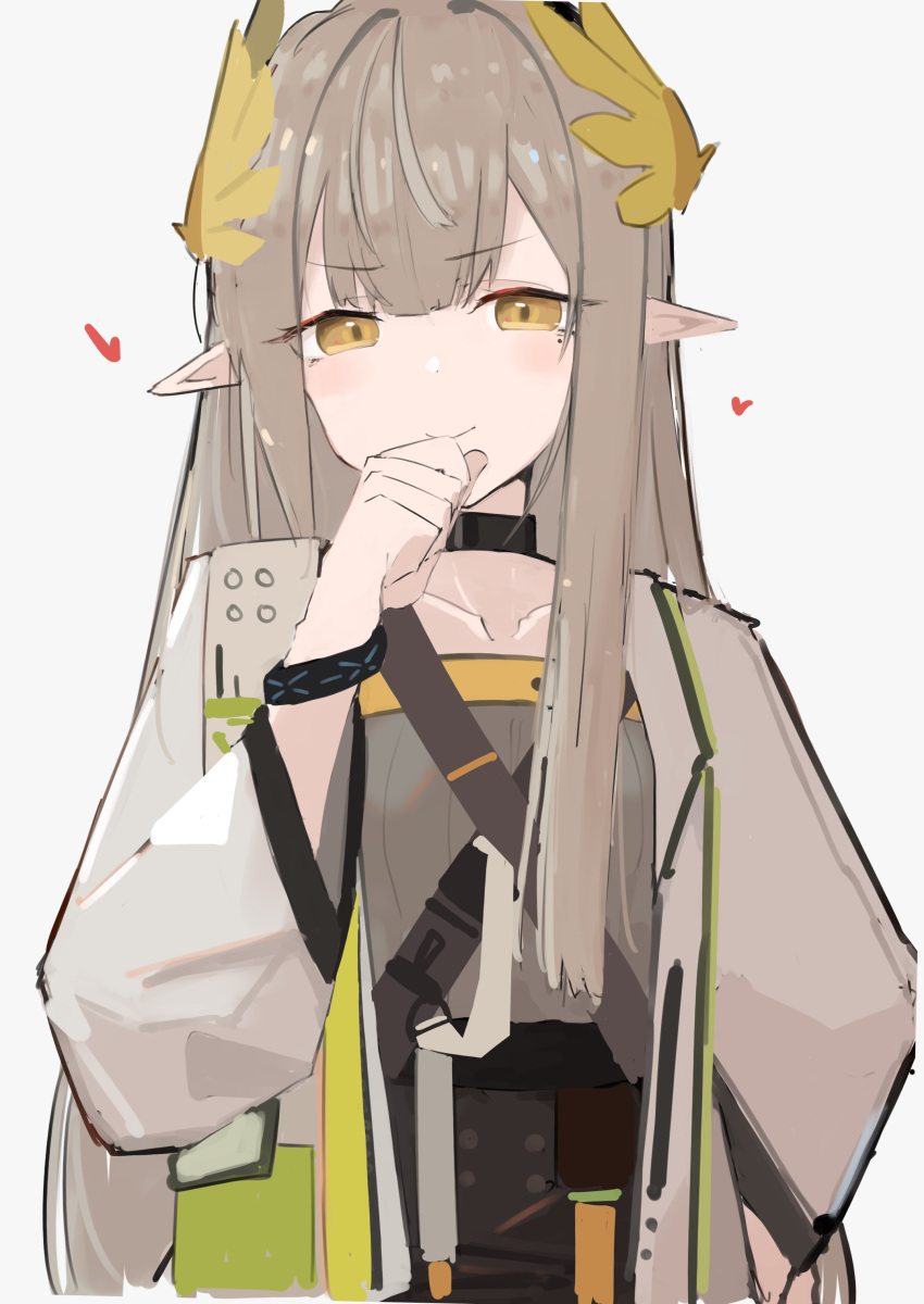 Safebooru - 1girl absurdres arknights asususususu brown hair brown shirt commentary request hand ...