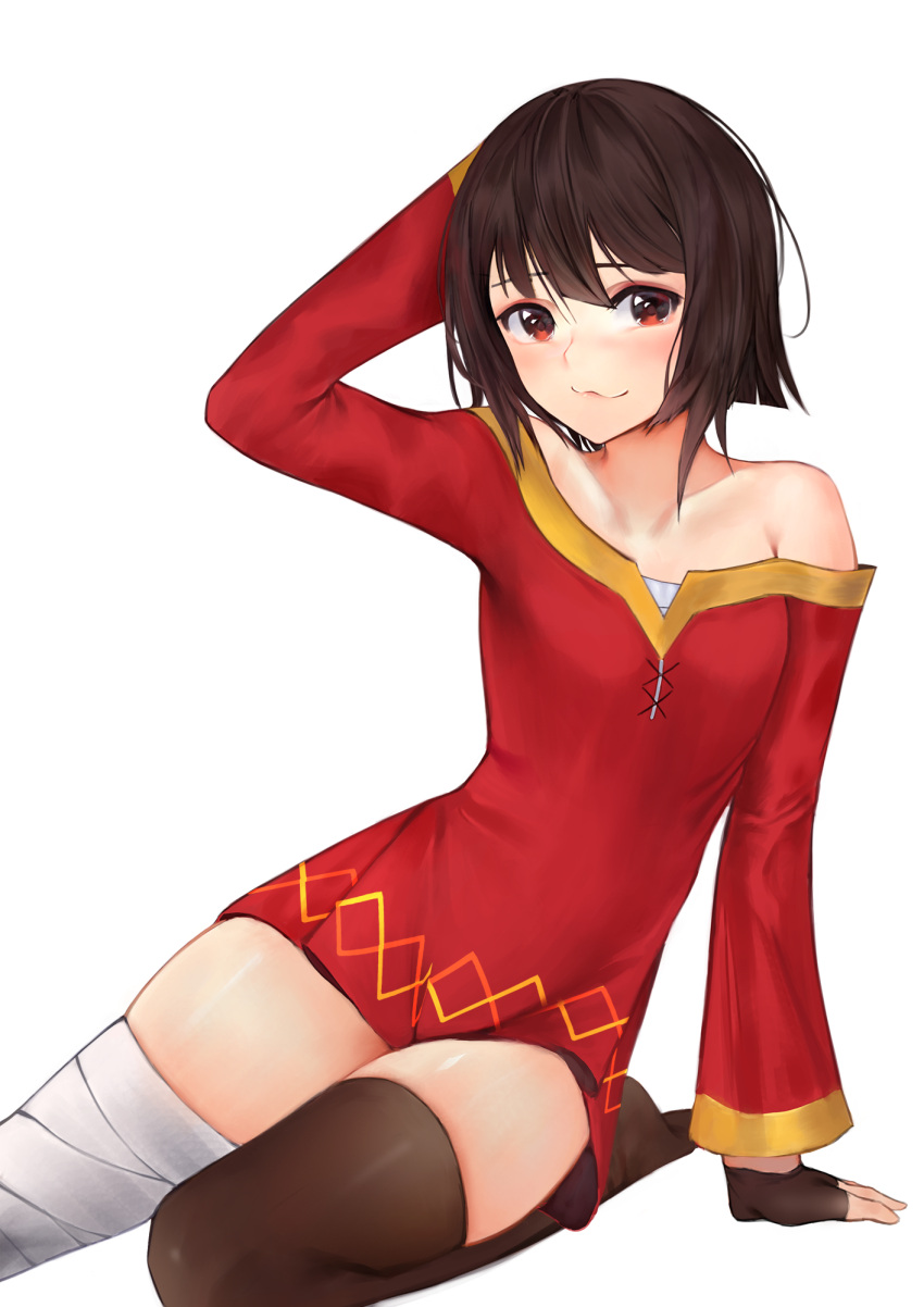 Safebooru - 1girl arm support arm up asymmetrical legwear bandaged leg bandages bangs black ...