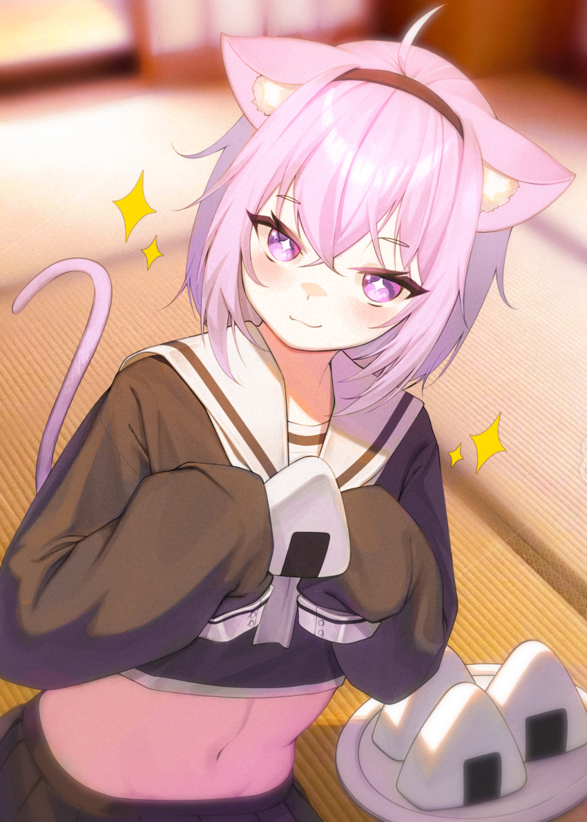 Safebooru - 1girl :3 absurdres ahoge animal ear fluff animal ears bangs black shirt black skirt ...