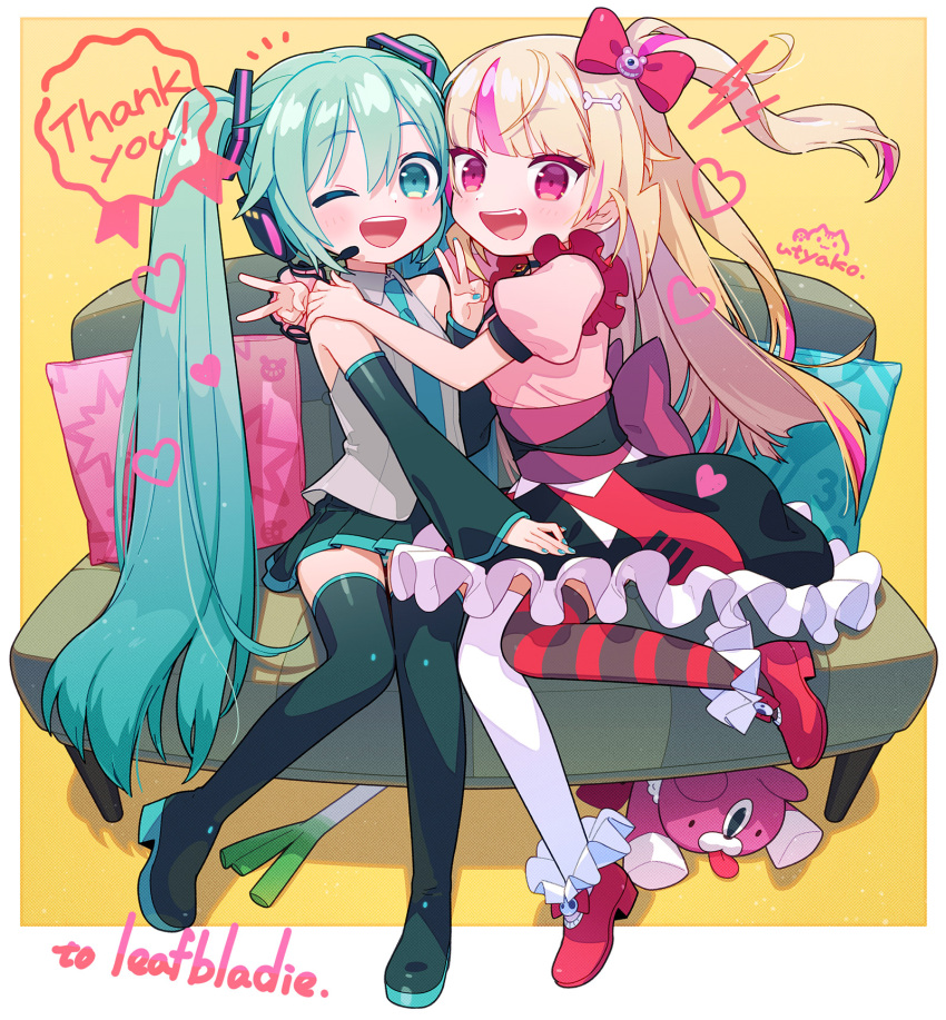 Safebooru - 2girls ^^^ aqua eyes aqua hair arm behind back ashley taylor asymmetrical hair ...