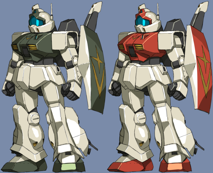 Safebooru - blue background clenched hands fusion gm (mobile suit ...