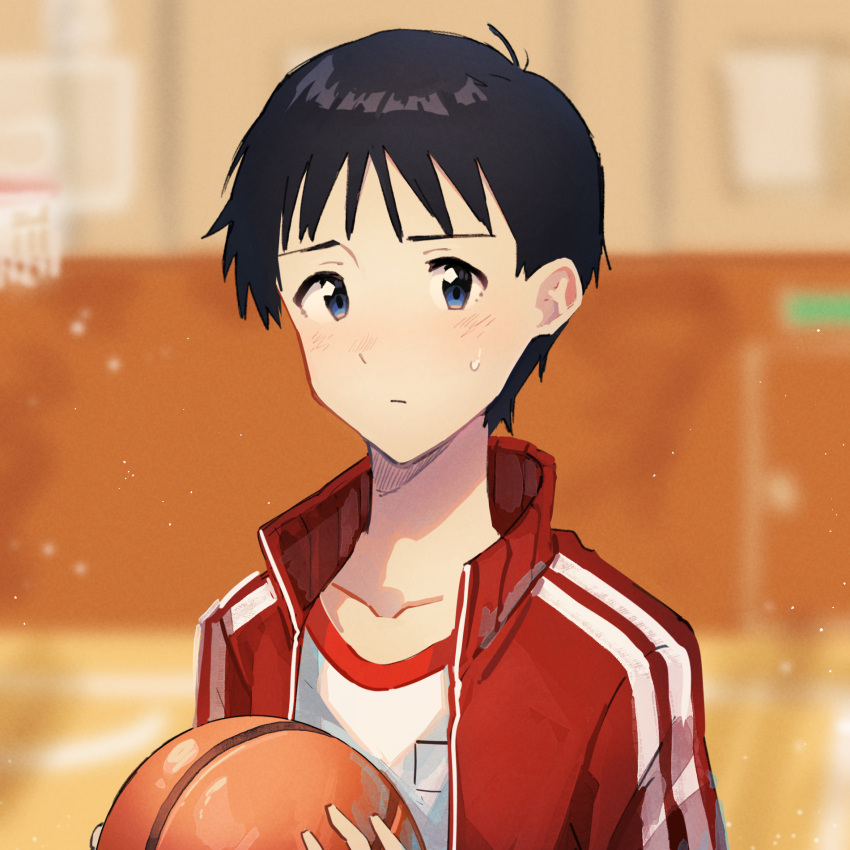 Safebooru - 1boy ball basketball basketball hoop black hair blue eyes ...